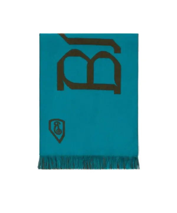 Burberry Logo Jacquard Fringed Scarf - Black