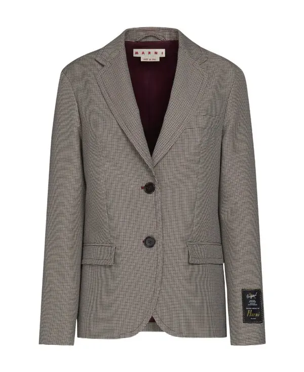 Marni Houndstooth Checked Single-breasted Jacket - Gray