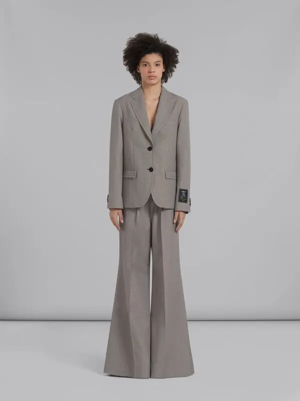Marni Houndstooth Checked Single-breasted Jacket - Gray