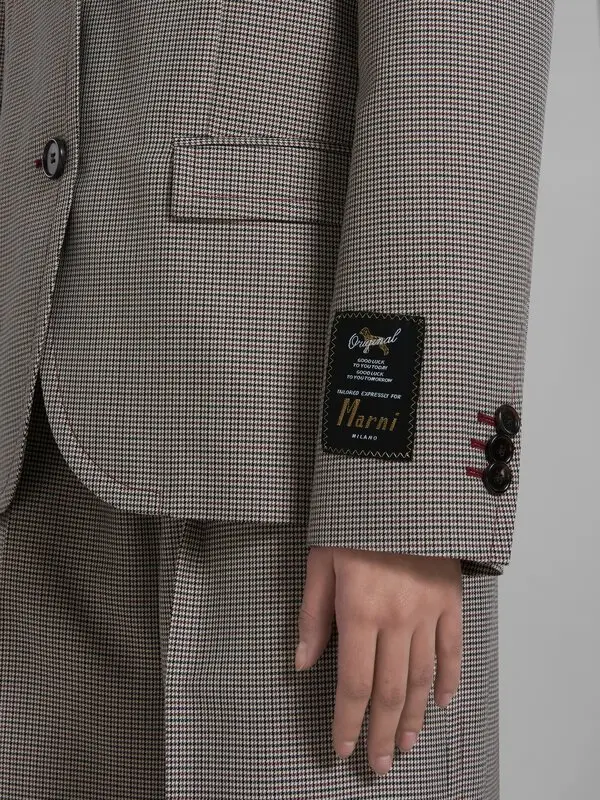 Marni Houndstooth Checked Single-breasted Jacket - Gray