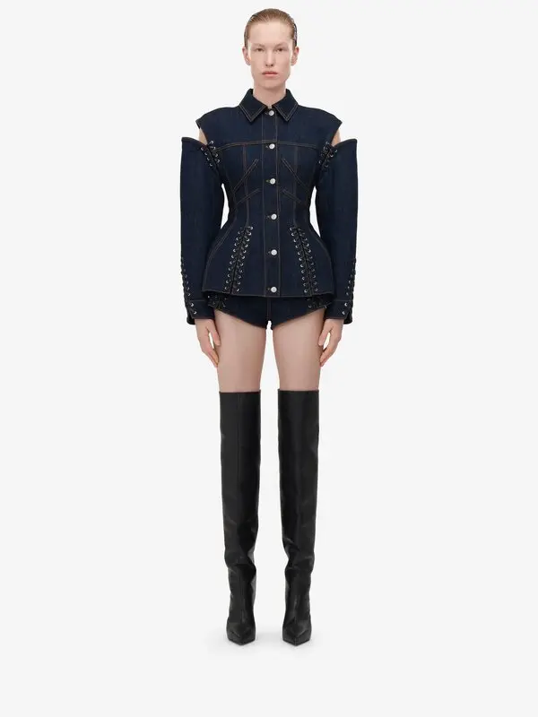 Alexander McQueen Strapped Denim Shorts