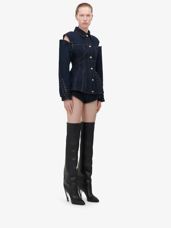 Alexander McQueen Strapped Denim Shorts