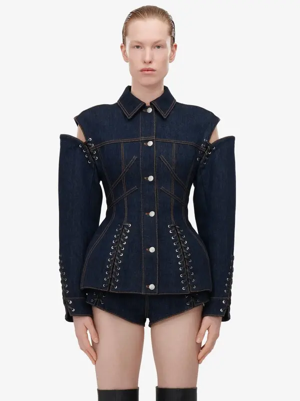 Alexander McQueen Strapped Denim Shorts