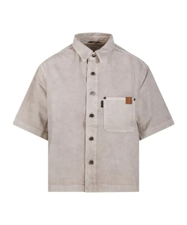 HAIKURE Classic Collar Short Sleeve Shirt With Pocket Detail - Hazelnut