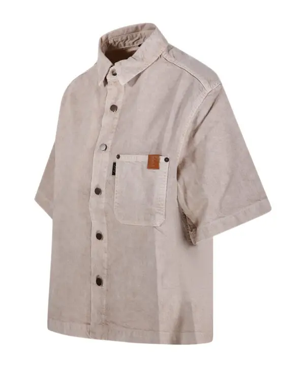 HAIKURE Classic Collar Short Sleeve Shirt With Pocket Detail - Hazelnut