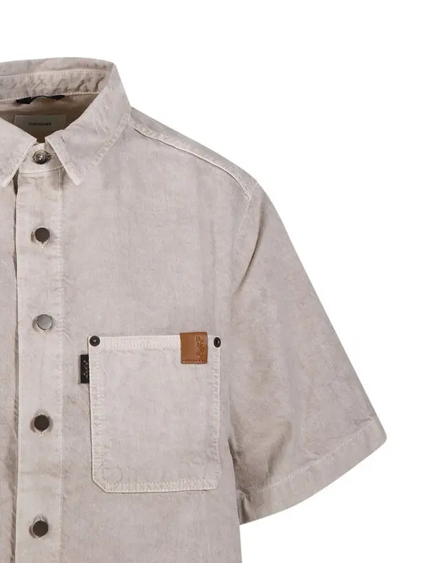 HAIKURE Classic Collar Short Sleeve Shirt With Pocket Detail - Hazelnut