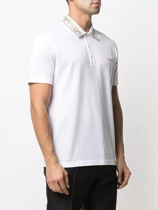 Versace Rhinestone-embellished Logo Polo Shirt
