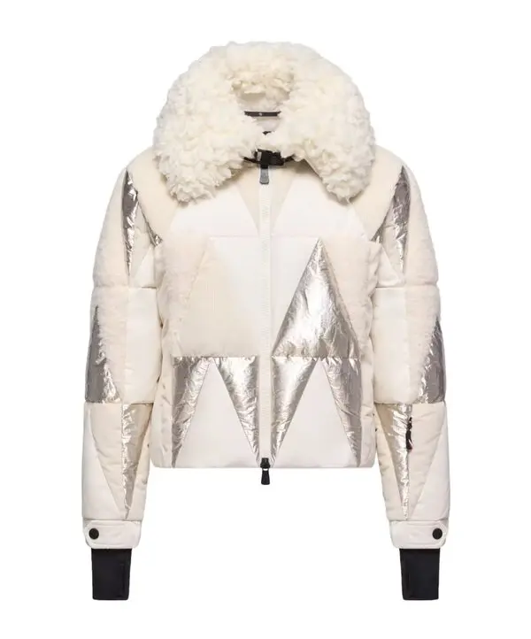 Moncler Pamiers Patchwork Down Ski Jacket - Ivory White