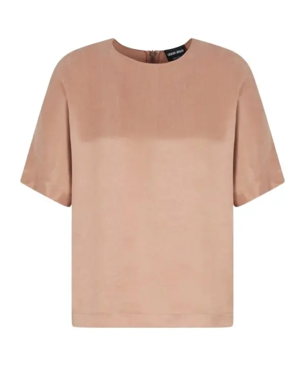 Giorgio Armani Crewneck Short Sleeve Top - Reddish-brown