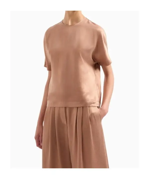Giorgio Armani Crewneck Short Sleeve Top - Reddish-brown