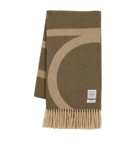 TOTEME Monogram Jacquard Fringed Scarf - Brown