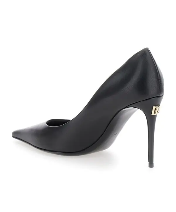 Dolce & Gabbana Pointed Toe Stiletto Pumps With Logo Plaque