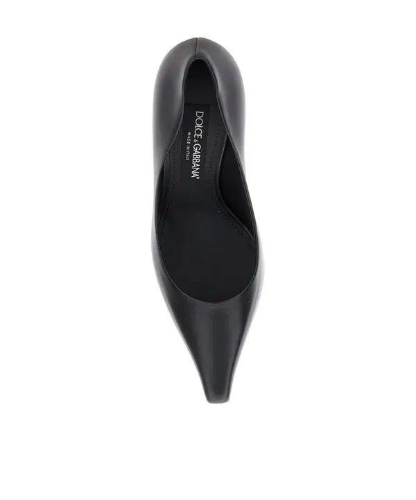 Dolce & Gabbana Pointed Toe Stiletto Pumps With Logo Plaque