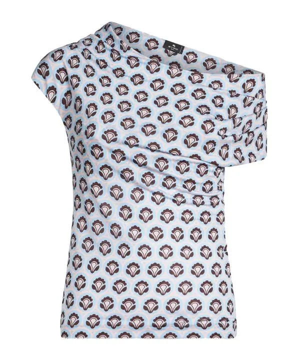 Etro Asymmetrical Printed Off-shoulder Top