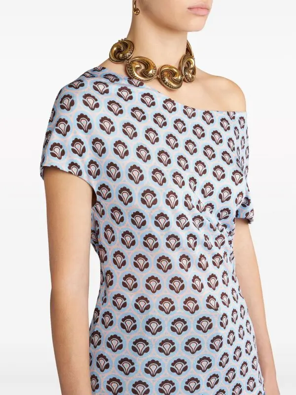 Etro Asymmetrical Printed Off-shoulder Top