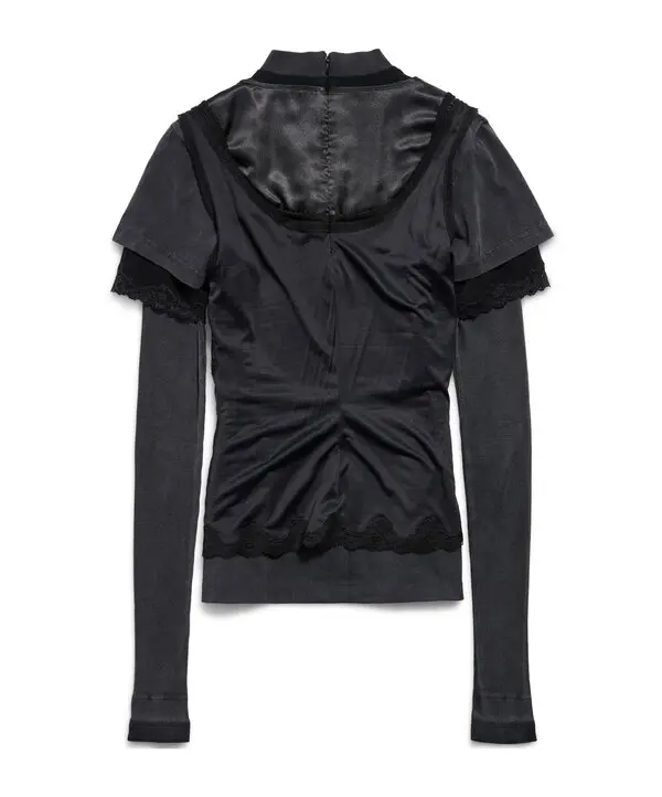 Balenciaga Layered Long-sleeved Top With Lace And Zip Detail
