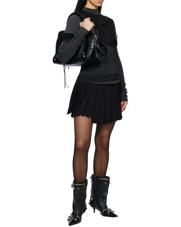 Balenciaga Layered Long-sleeved Top With Lace And Zip Detail