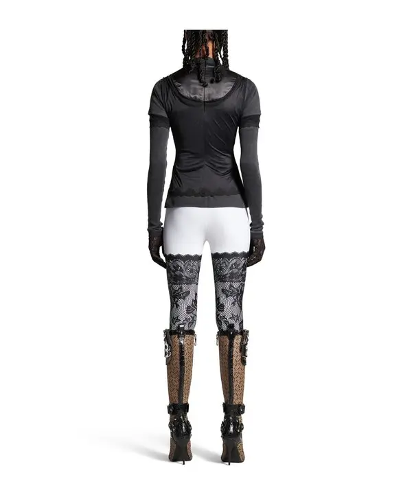 Balenciaga Layered Long-sleeved Top With Lace And Zip Detail