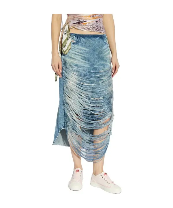DIESEL® Frayed Denim Skirt