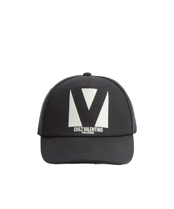 Valentino Garavani Logo Embroidered Baseball Cap - Black/ivory White