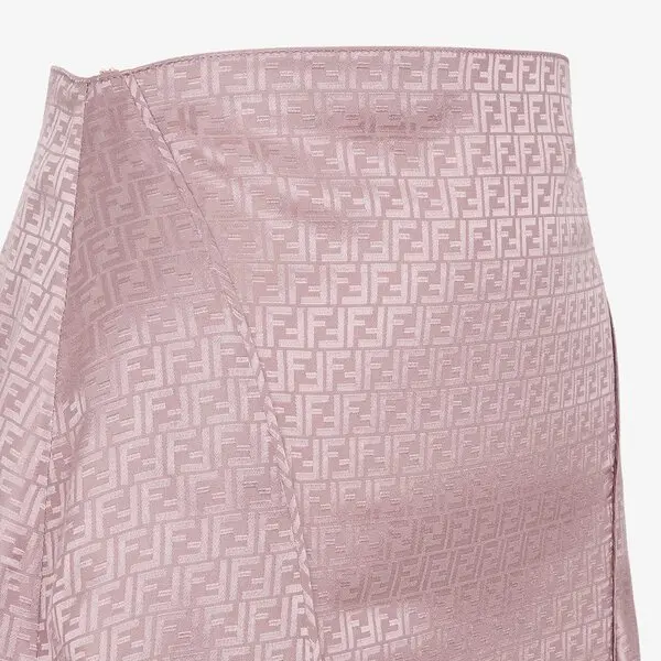 Fendi Ff Patterned Silk Skirt - Pink