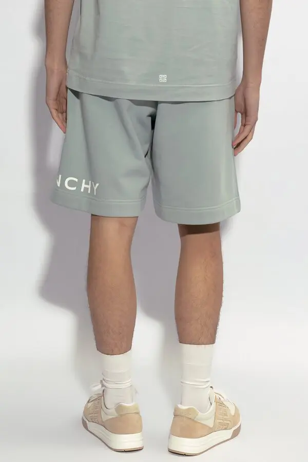 Givenchy Logo Print Elastic Waist Wide Leg Shorts