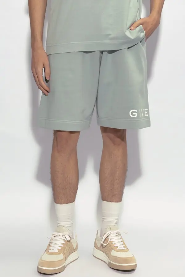 Givenchy Logo Print Elastic Waist Wide Leg Shorts