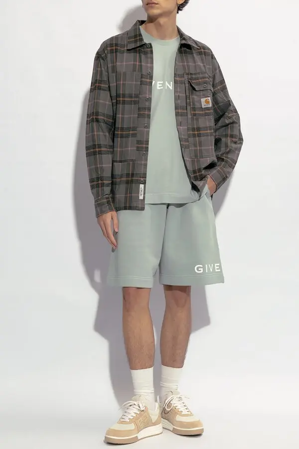 Givenchy Logo Print Elastic Waist Wide Leg Shorts