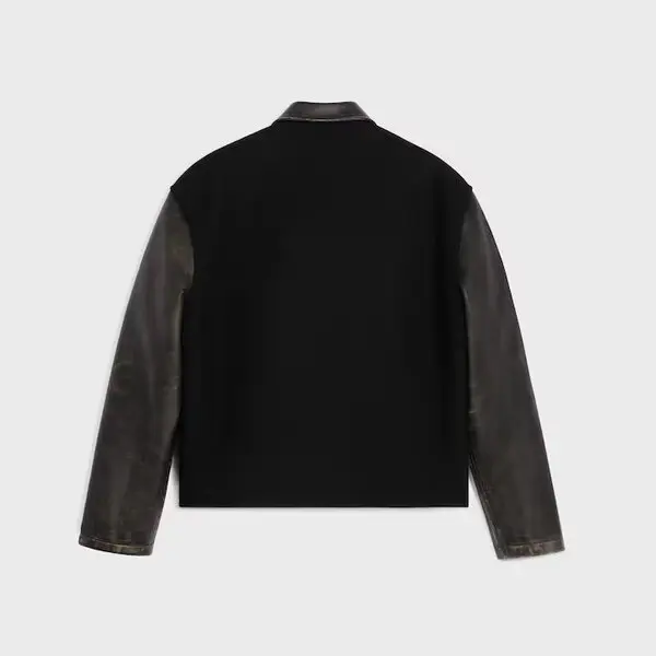 Celine Wool Felt Teddy Jacket With Leather Sleeves