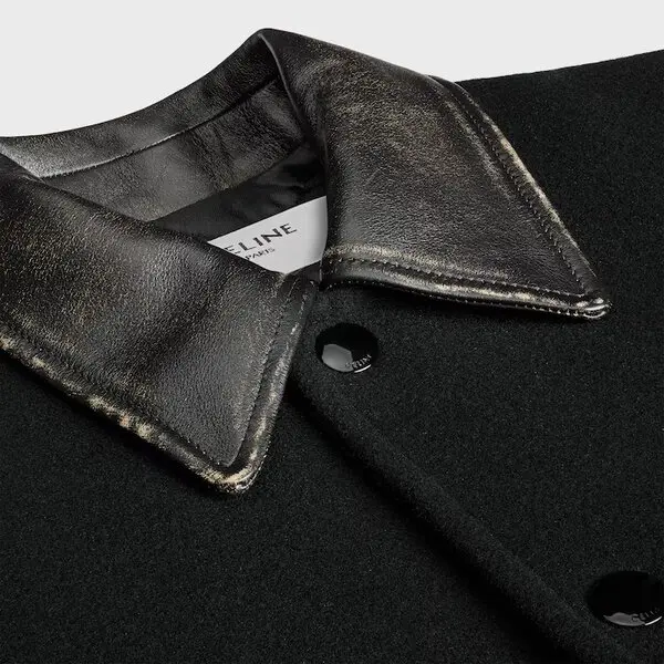 Celine Wool Felt Teddy Jacket With Leather Sleeves