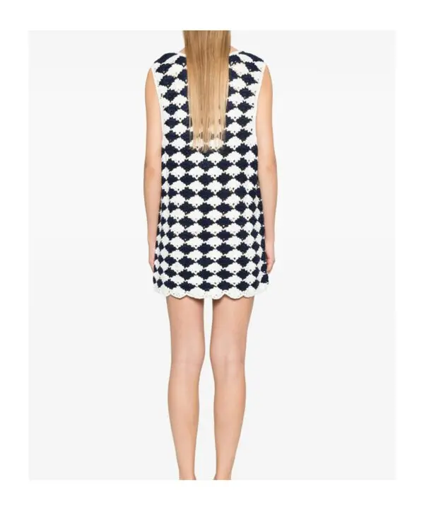Farm Rio Sleeveless Crocheted Dress With Round Neck