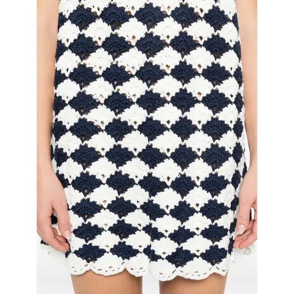 Farm Rio Sleeveless Crocheted Dress With Round Neck