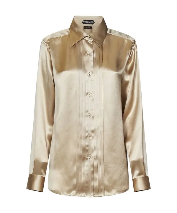 TOM FORD Long-sleeved Lapel Shirt - Nude