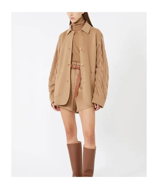 Max Mara Tacco Button-up Knitted-sleeve Jacket