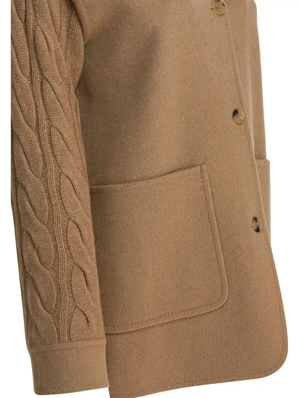 Max Mara Tacco Button-up Knitted-sleeve Jacket