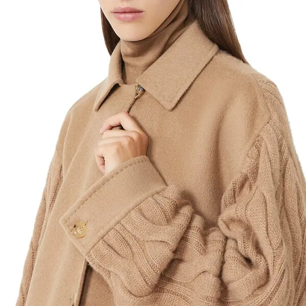 Max Mara Tacco Button-up Knitted-sleeve Jacket