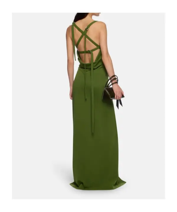 Attico Sleeveless Long Dress With Asymmetrical Neckline And Side Slits