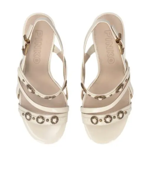 Pinko Open Toe Stiletto Sandals With Buckles - Nude