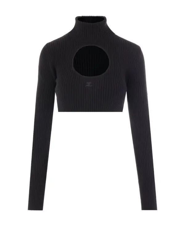 COURREGES Cut-out High Neck Jumper - Black