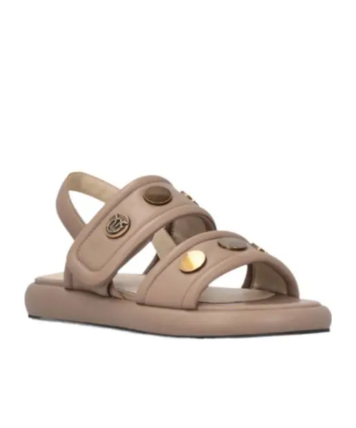 Pinko Studded Logo Detail Sandals - Brown