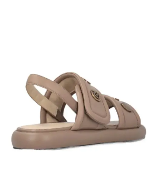 Pinko Studded Logo Detail Sandals - Brown