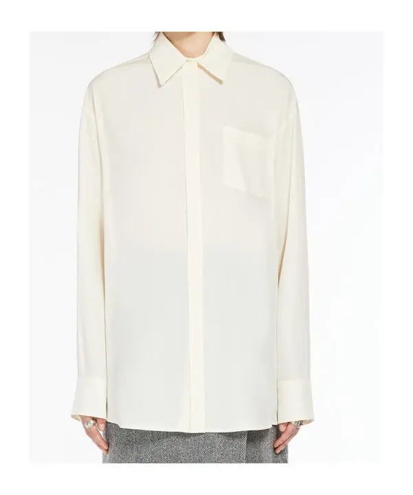Sportmax Tonale Curved Hem Button-up Shirt - Ivory