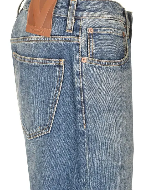 Valentino Garavani Logo Patch Straight Leg Jeans - Blue