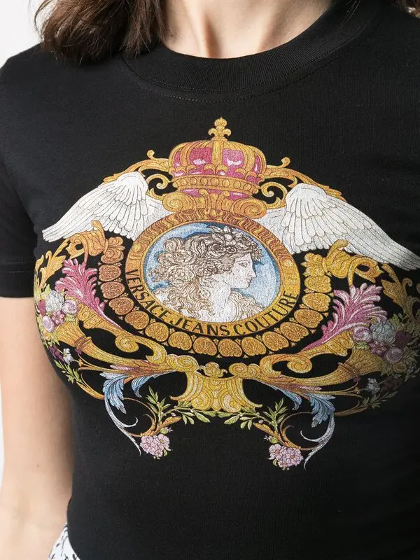 Versace Graphic Print Cotton T-shirt - Black