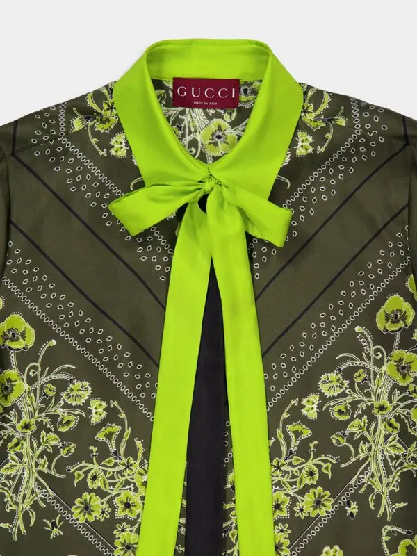 Gucci Printed Silk Twill Shirt With Pussy Bow