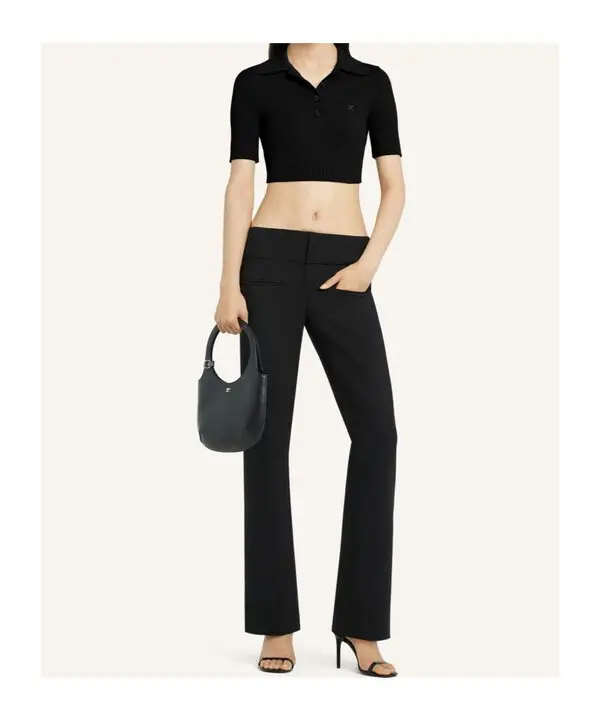 COURREGES Courrèges Half-button Knitted Cropped Polo Top