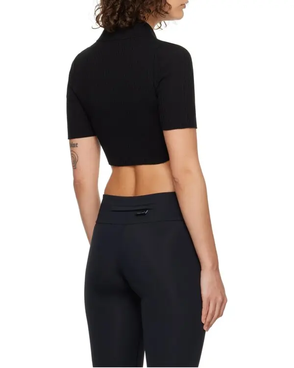 COURREGES Courrèges Half-button Knitted Cropped Polo Top