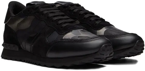 Valentino Garavani Rockrunner Camouflage Low-top Sneakers - Black