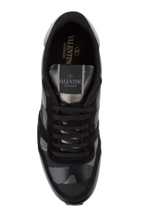Valentino Garavani Rockrunner Camouflage Low-top Sneakers - Black