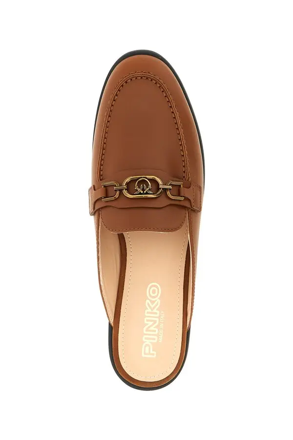 Pinko Naty 09 Clogs With Metal Logo Detail - Brown